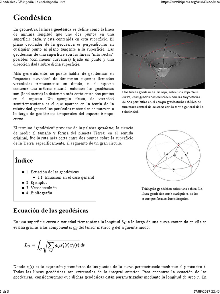 Geodésica | PDF | Geometría | Objetos matemáticos