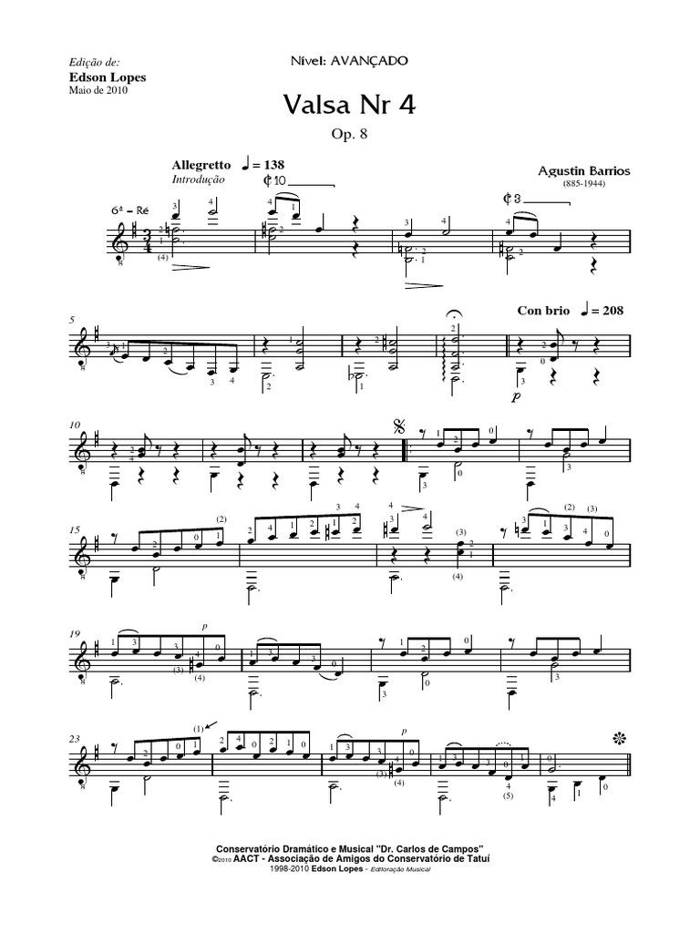 Barrios - Vals Op.8 No. 4 PDF | PDF