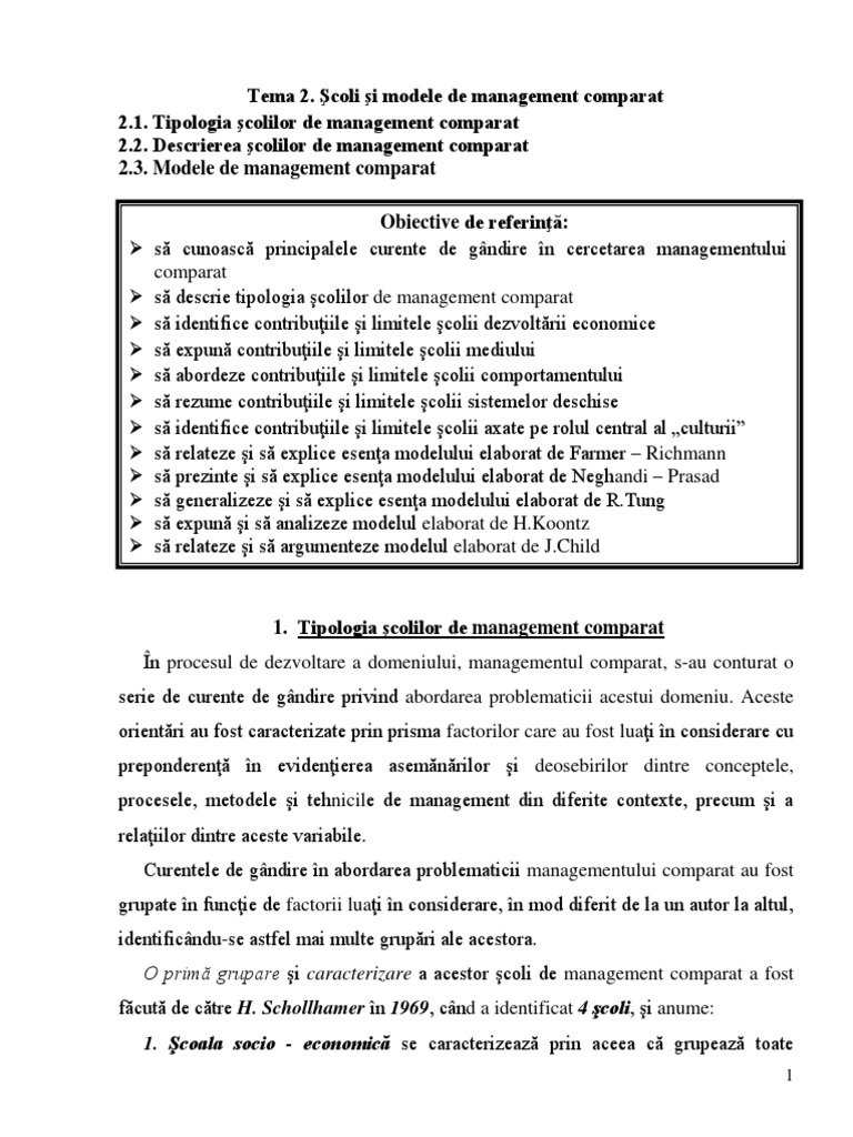 Scoli Si Modele Management Comparat | PDF