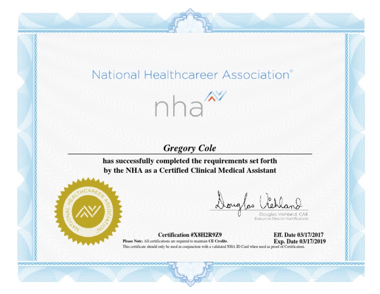 Certified Clinical Medical Assistant Certificate | PDF