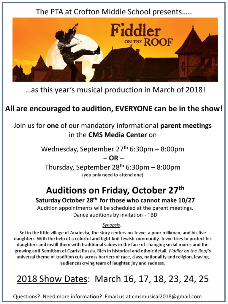 Fiddler On The Roof Flyer | PDF