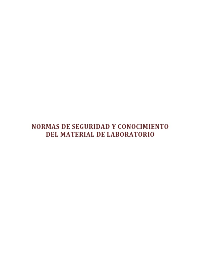 1.normas de Seguridad y Conocimiento Del Material de Laboratorio | PDF ...