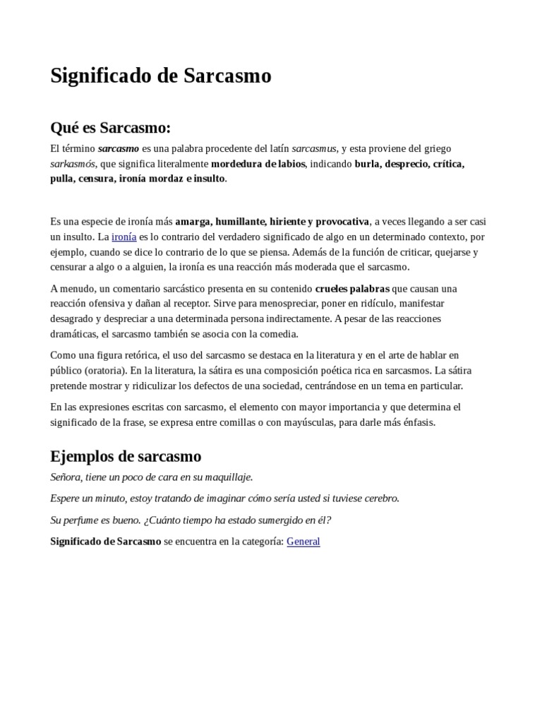 Significado de Sarcasmo | PDF | Poesía | Clásicos