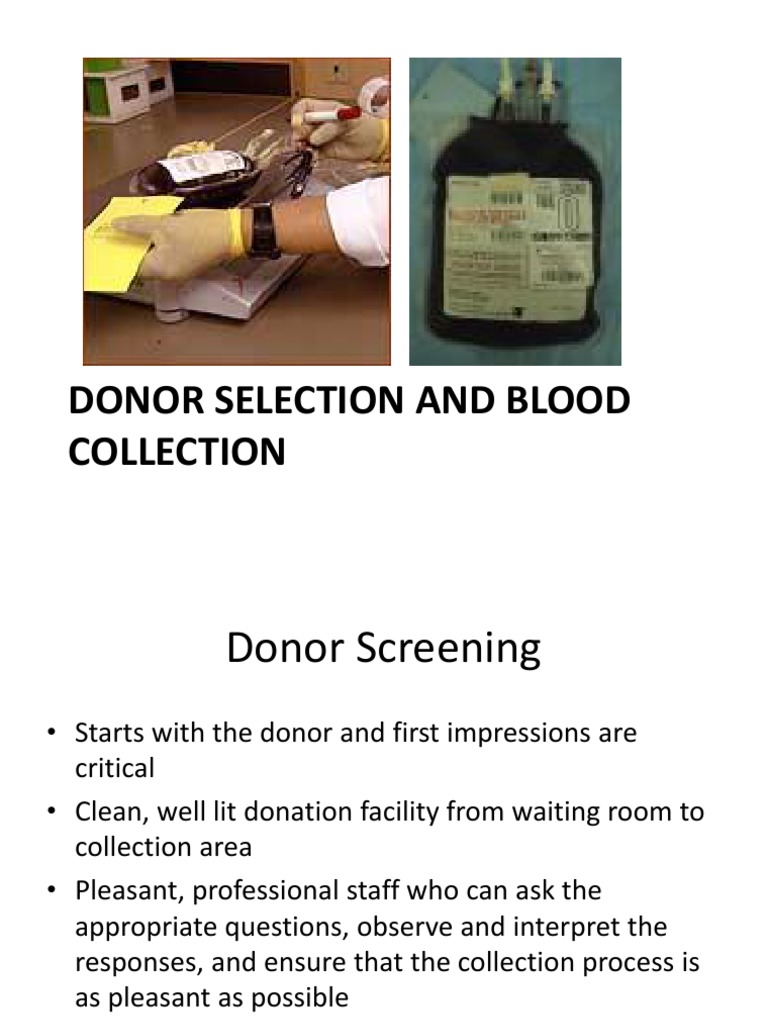 Donor Selection and Blood Collection | PDF | Career & Growth