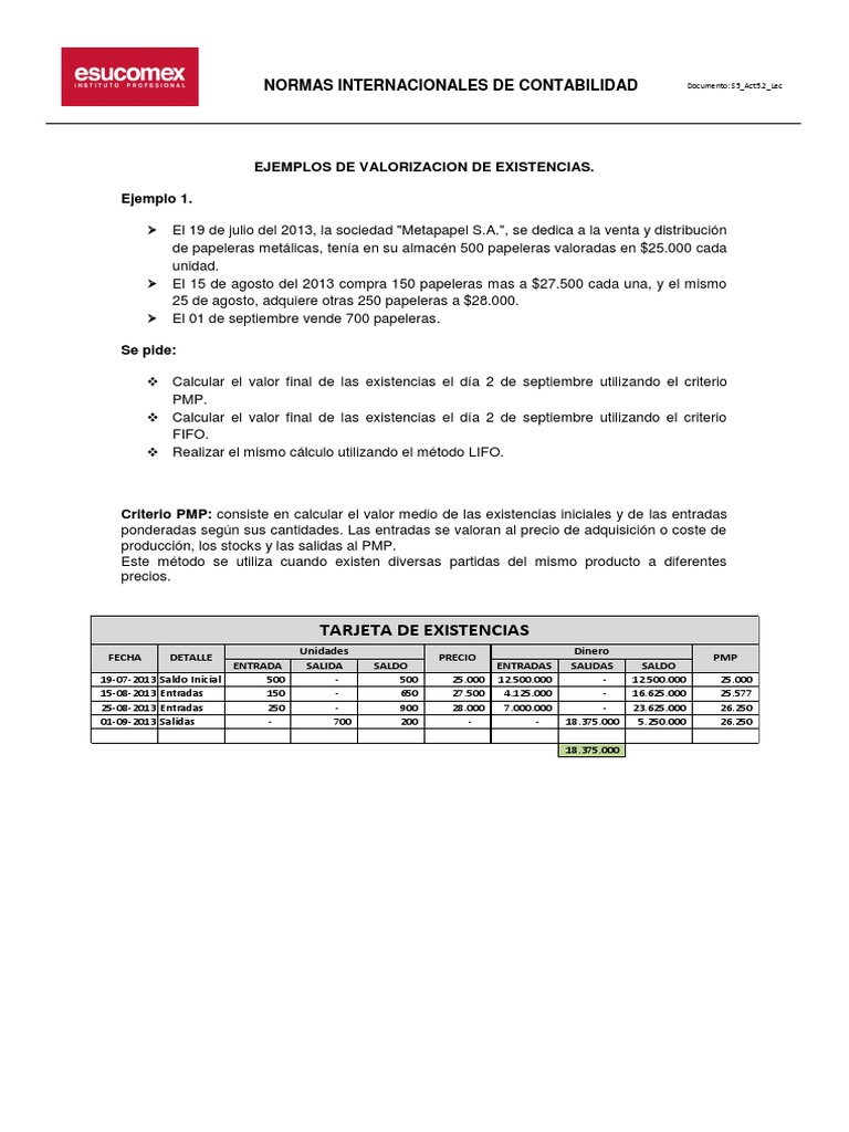 Ejemplo Lifo Fifo | Precios | Contabilidad
