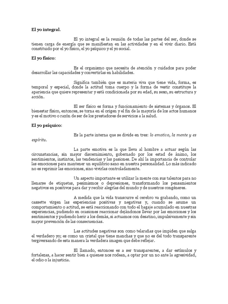 El Yo Integral | PDF | Psique (psicología) | Mente