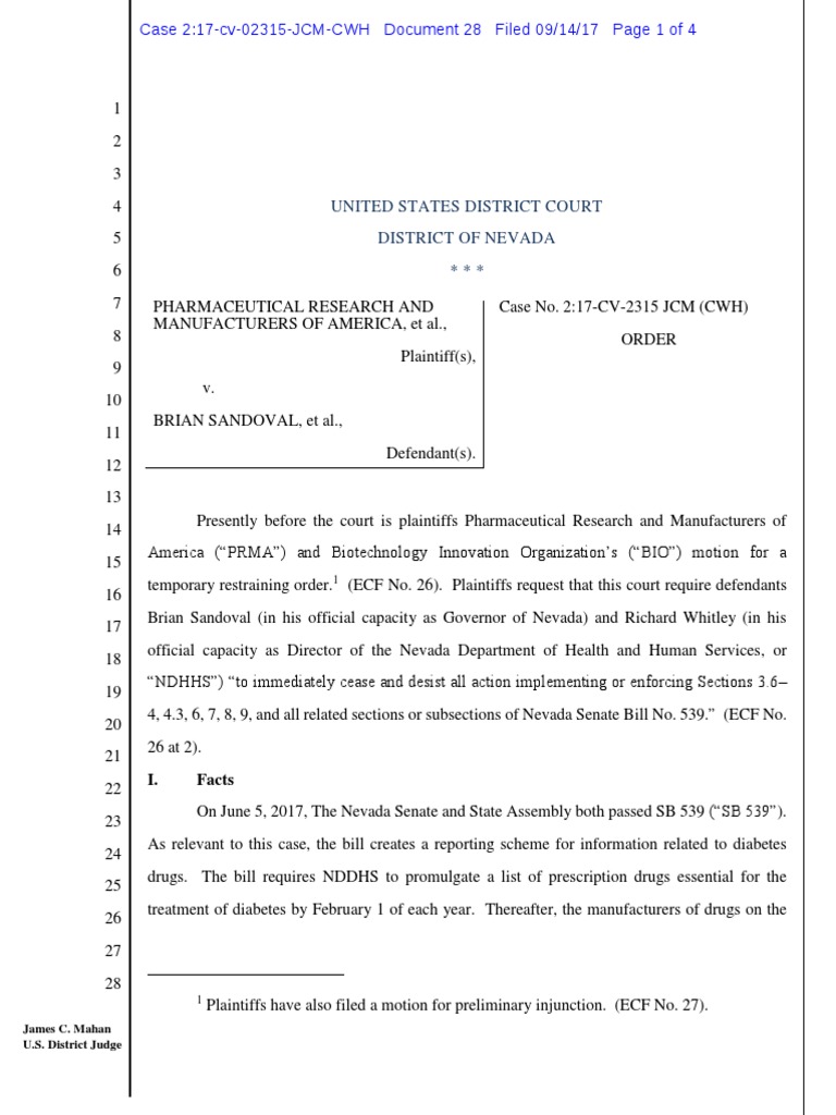 Judge's Order On Motion For Temporary Restraining Order | Download Free PDF | Injunction | Trade ...