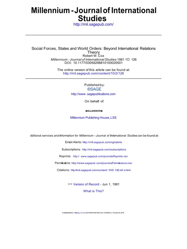 Cox - 1981 - Social Forces, States and World Orders - Beyond ...