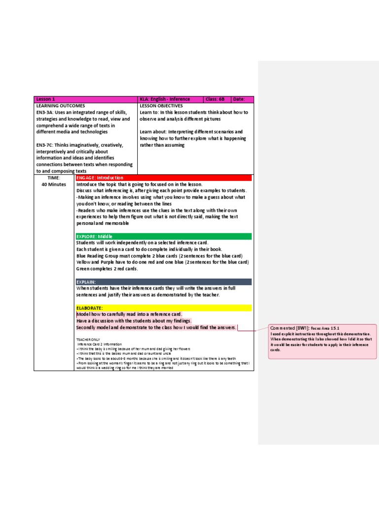 Standard1 Lesson 1 | PDF | Inference | Reading (Process)