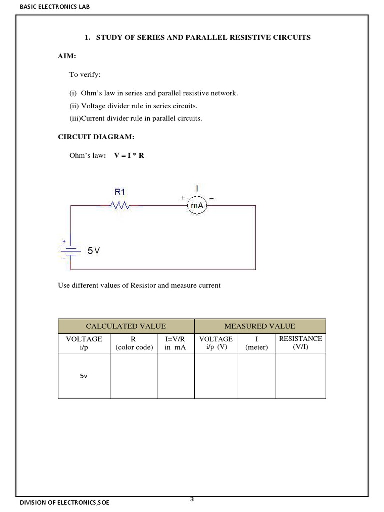 EC Lab Manual | PDF | Series And Parallel Circuits | Resistor