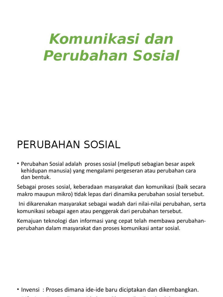 Komunikasi Dan Perubahan Sosial | PDF