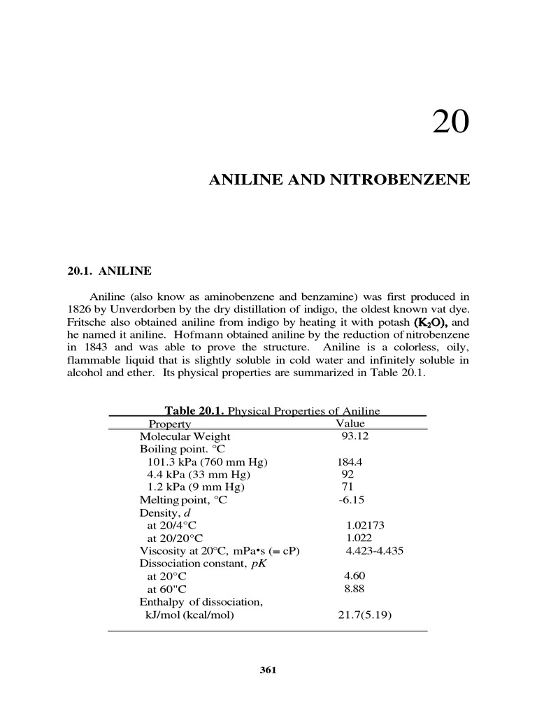 Aniline and Nitrobenzene | PDF | Hydrogenation | Chemical Process ...
