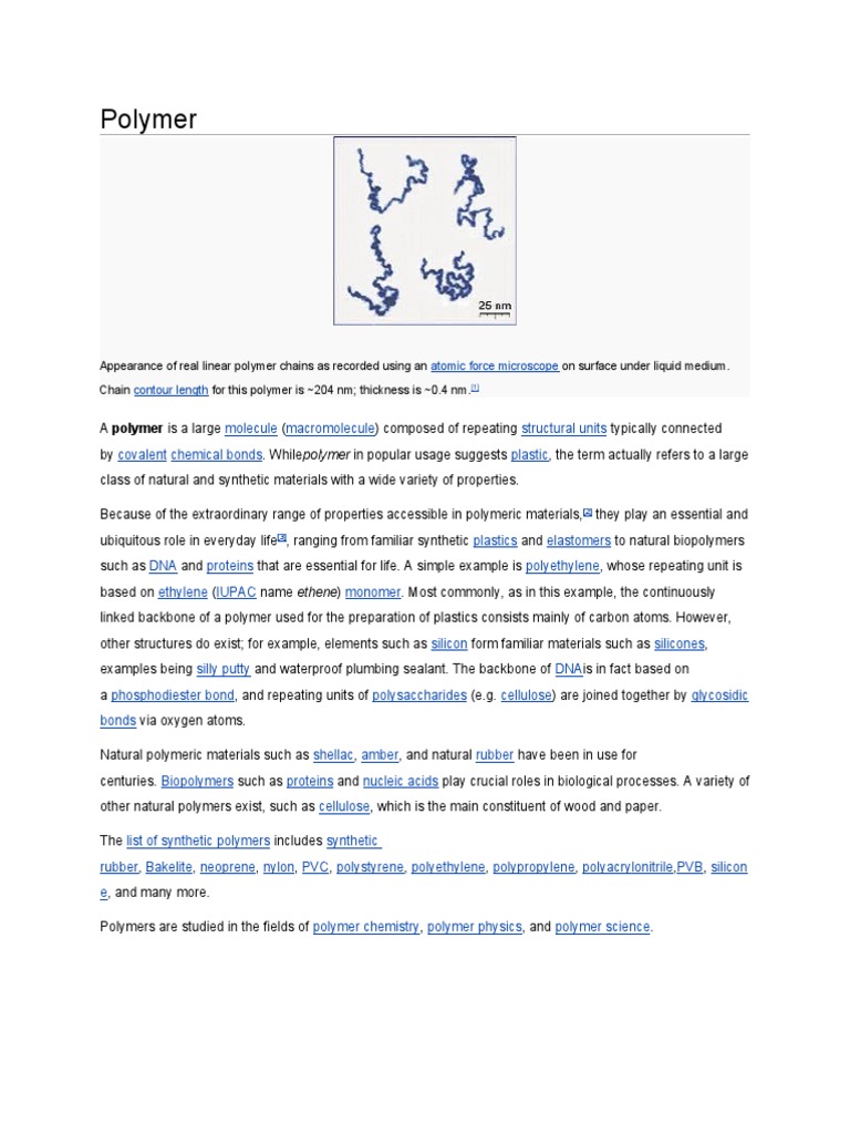 Polymer: Atomic Force Microscope Contour Length | PDF | Polymers ...