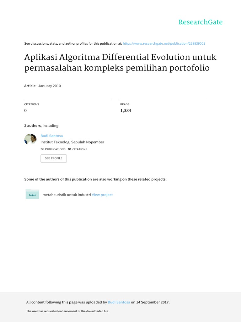 Aplikasi Algoritma Differential Evolution Untuk Pe | PDF