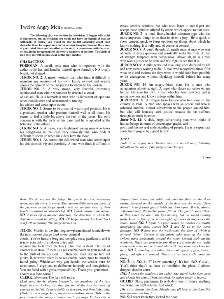 12 Angry Men | PDF | Reasonable Doubt | Justice