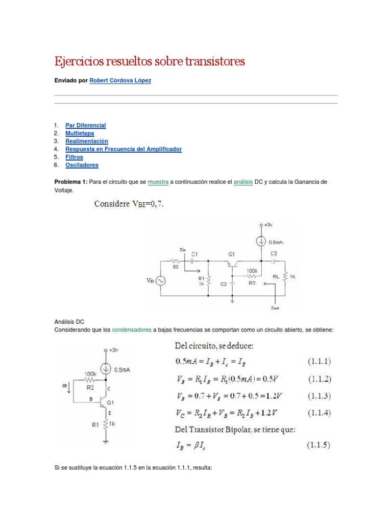 Ejercicios Resueltos Sobre Transistores | PDF
