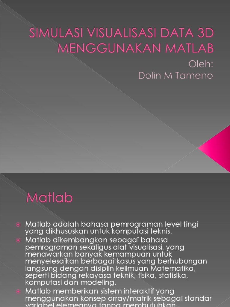 Simulasi Visualisasi Data 3d Menggunakan Matlab | PDF