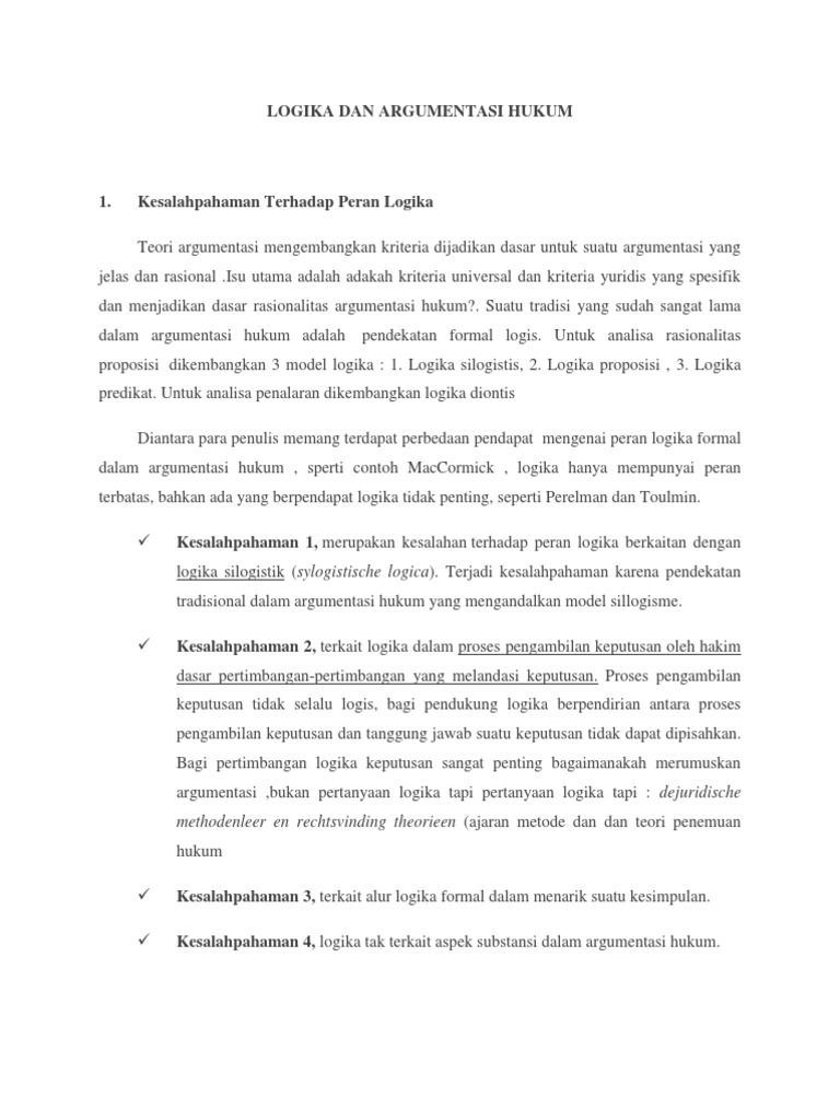 Logika Dan Argumentasi Hukum (Tugas Filhum) | PDF