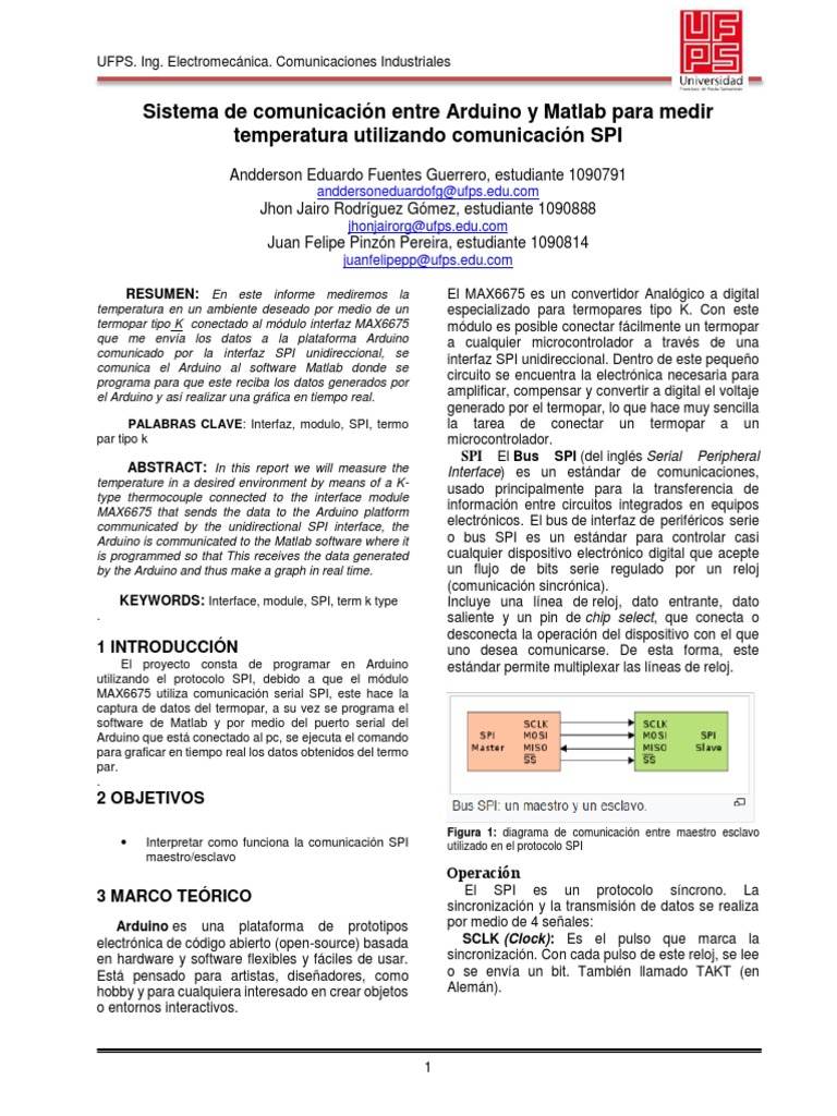 Sistema De Comunicación Entre Arduino Y Matlab Para Medir Temperatura Utilizando Comunicación
