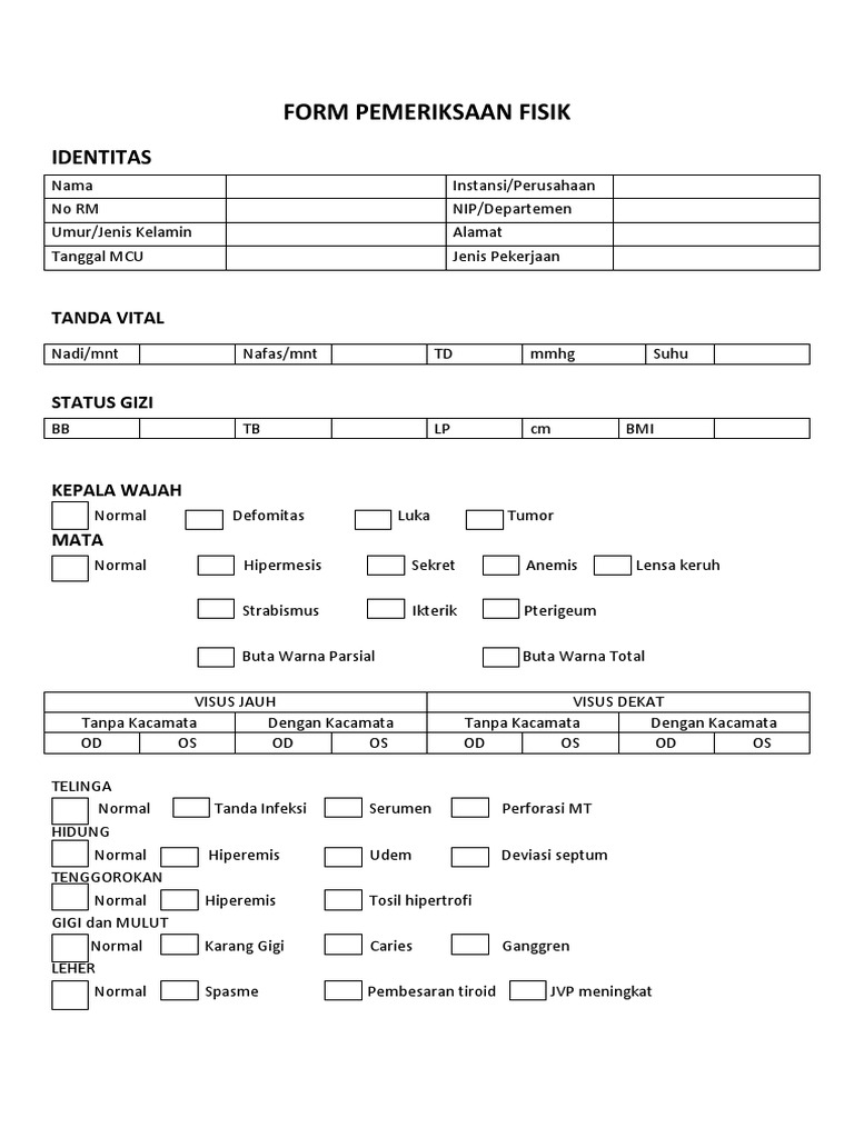 Form Pemeriksaan Fisik | PDF