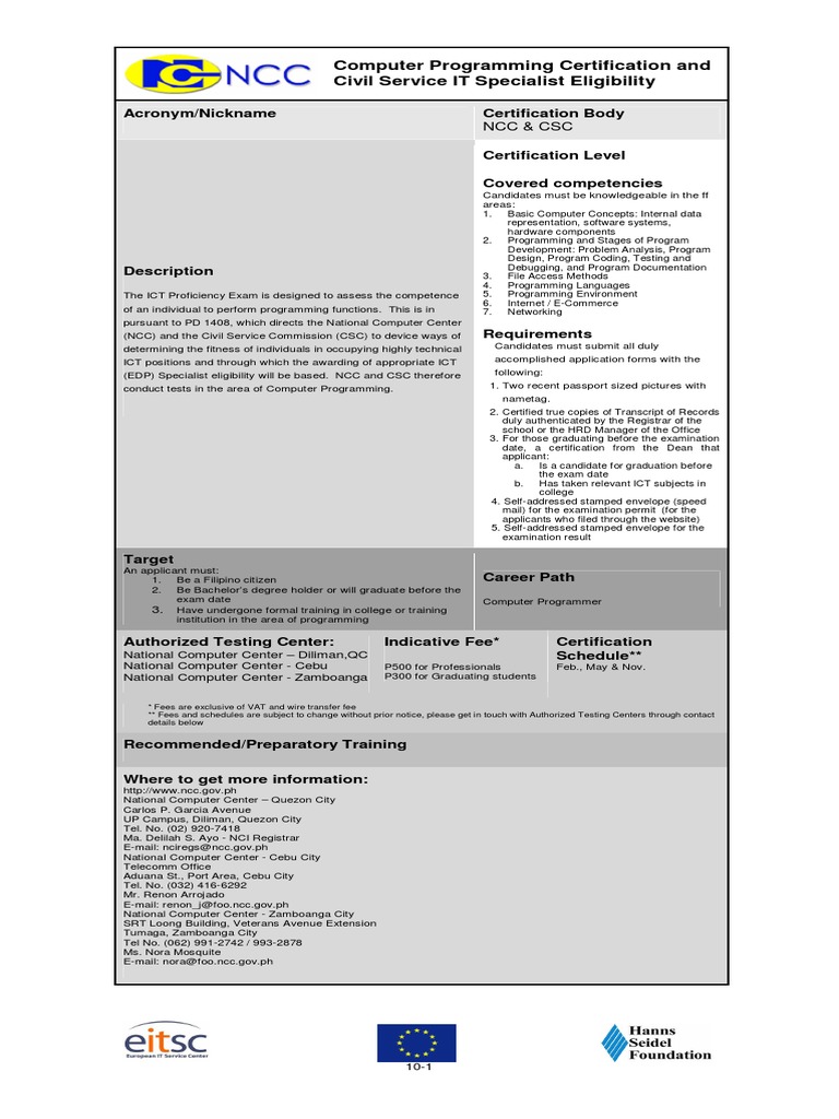 Cert NCC CP PDF | PDF | Test (Assessment) | Certification