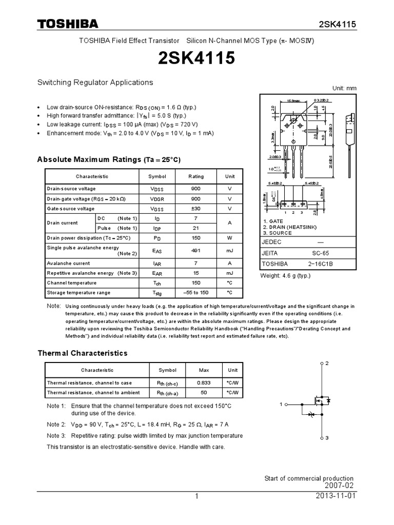 2SK4115_datasheet_en_20131101.pdf | Field Effect Transistor ...