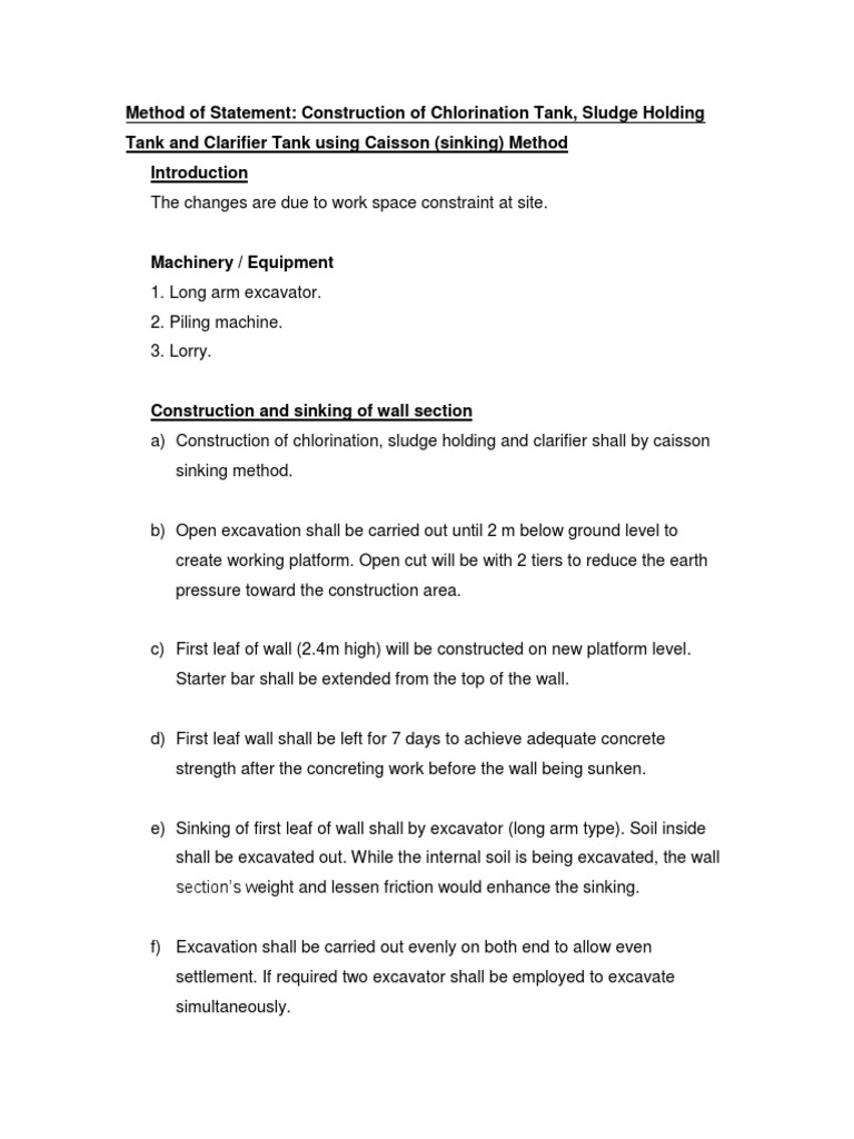 Construction of Tanks Using Caisson Sinking Method | PDF | Deep ...