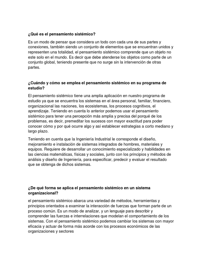 Pensamiento Individual | PDF | Teoría de sistemas | Pensamiento sistémico