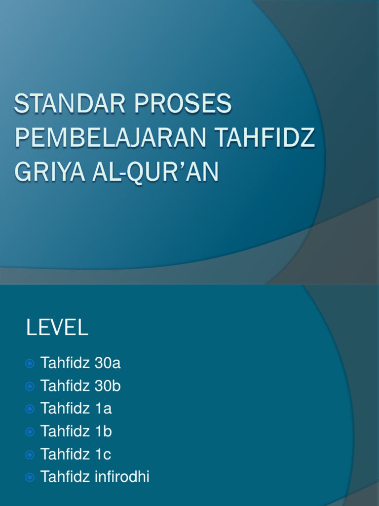 Standar Proses Pembelajaran Tahfidz New | PDF