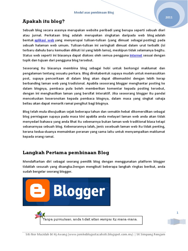 Modul Asas Membina Blog | PDF