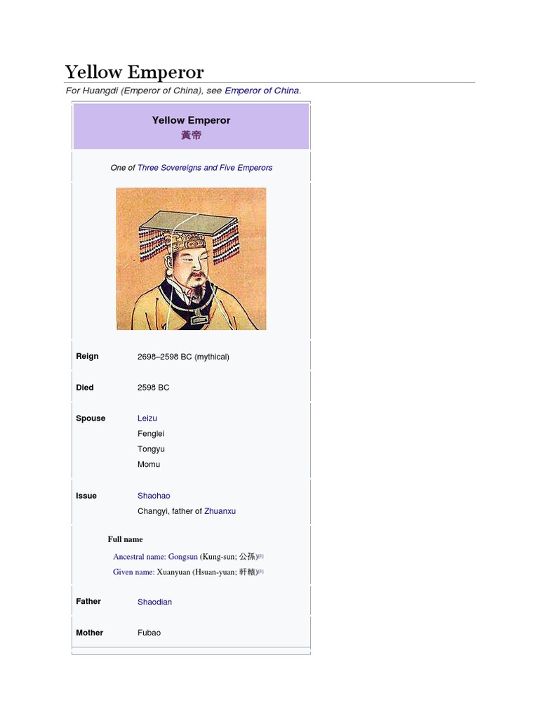 Yellow Emperor | PDF | East Asia | China