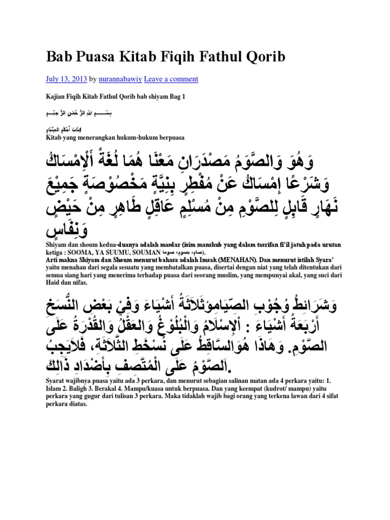 Fiqih Puasa dalam Fathul Qorib | PDF