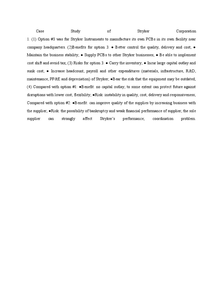 Case Study of Stryker Corporation | PDF | Internal Rate Of Return | Net ...