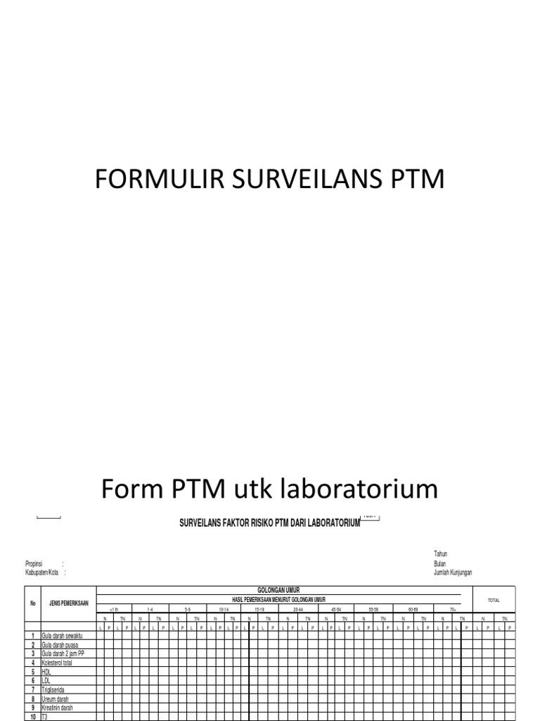 Formulir Surveilans PTM PDF | PDF