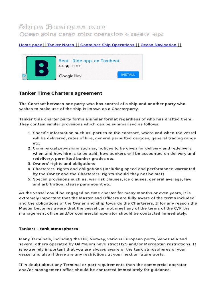Tanker Time Charters - HTML PDF | PDF | Oil Tanker | Ships