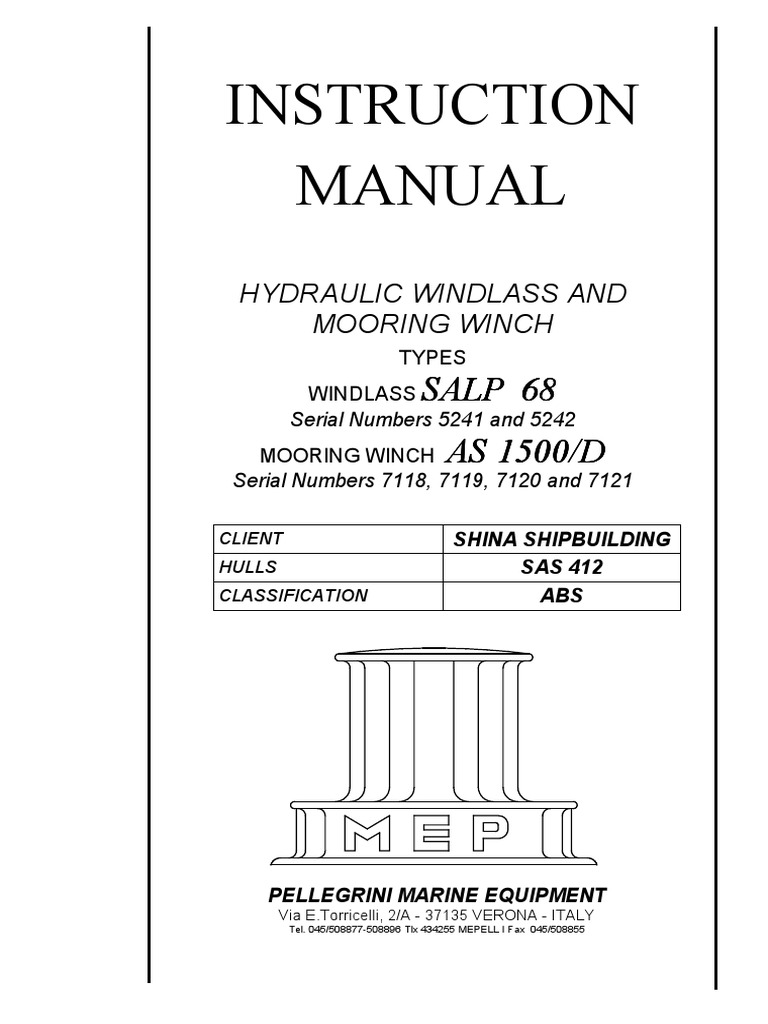 Hydraulic Windlass and Mooring Winch PDF | PDF | Bearing (Mechanical ...