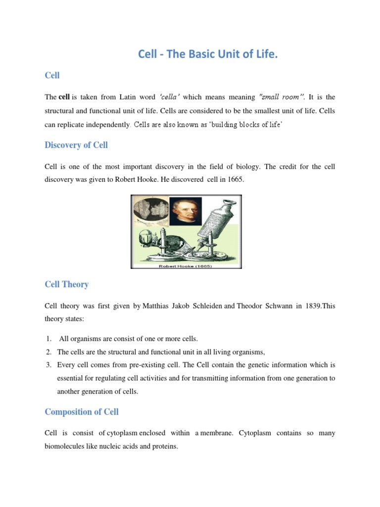 Cell - The Basic Unit of Life | PDF | Cell (Biology) | Organisms