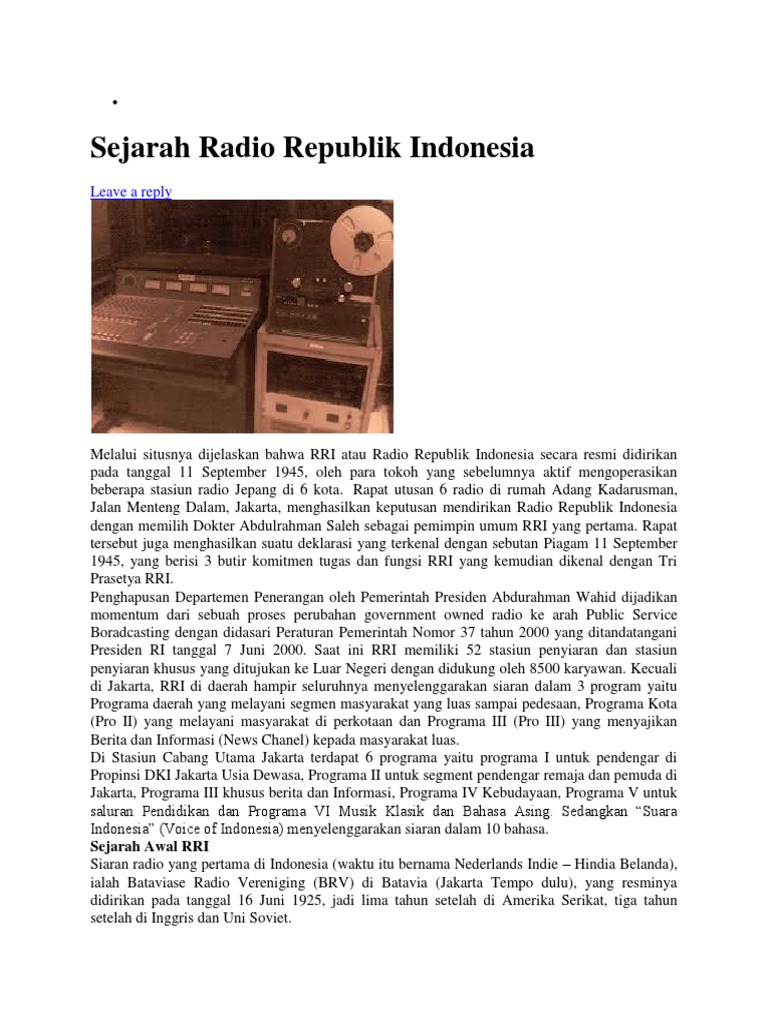 Sejarah Radio Republik Indonesia | PDF