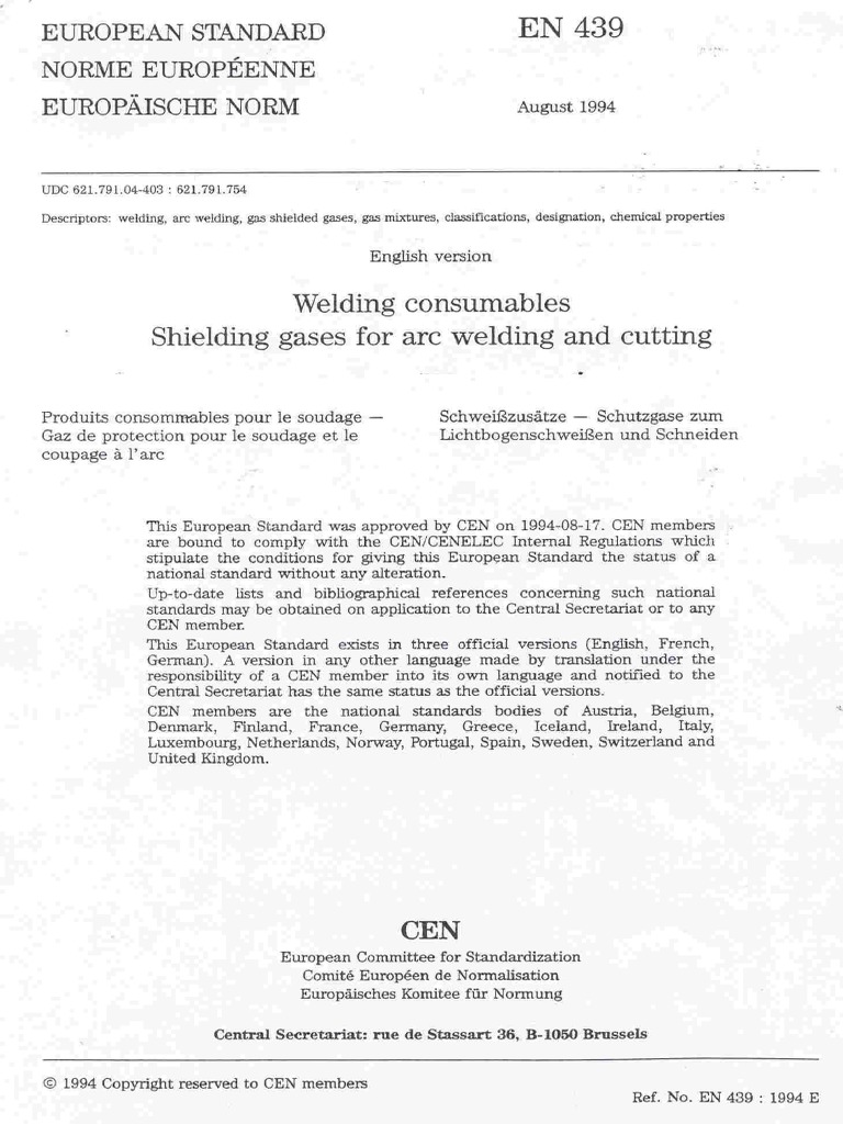 DIN en 439 en Gas Kod | PDF