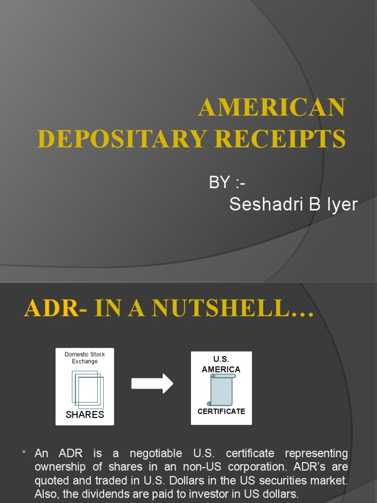 American Depositary Receipts: Seshadri B Iyer | PDF | American ...