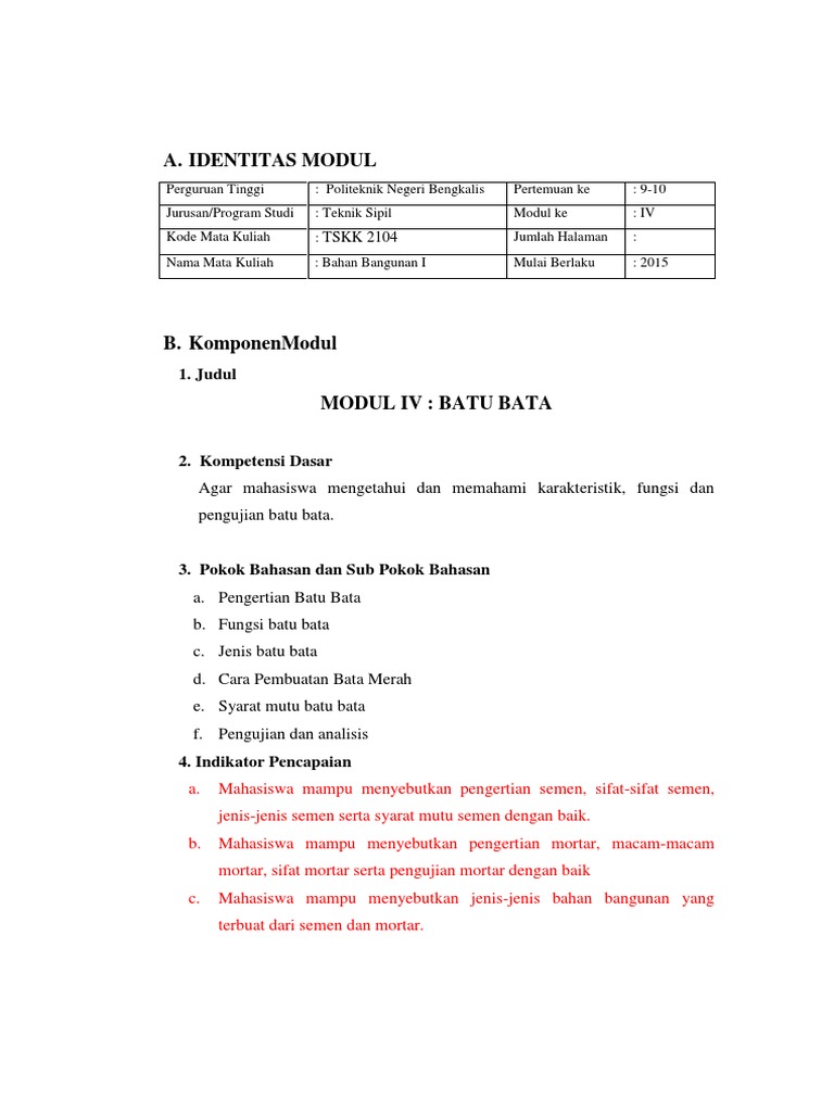 Modul 4 Pert. 9-10 Batu Bata | PDF