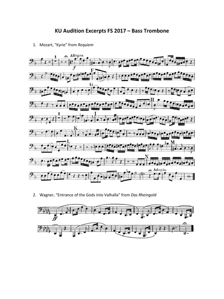 KU Audition Excerpts FS 2017 - Bass Trombone | PDF
