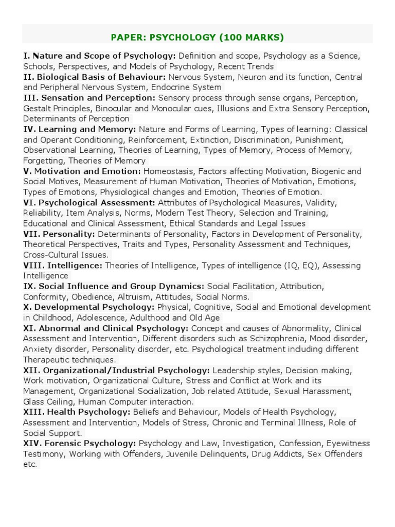 Paper: Psychology (100 Marks) | PDF | Emotions | Psychology