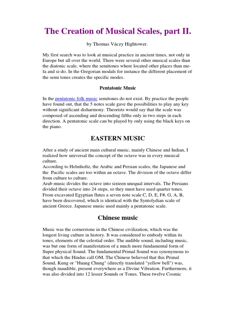 The Creation of Musical Scales Part II | PDF | Scale (Music) | Interval ...