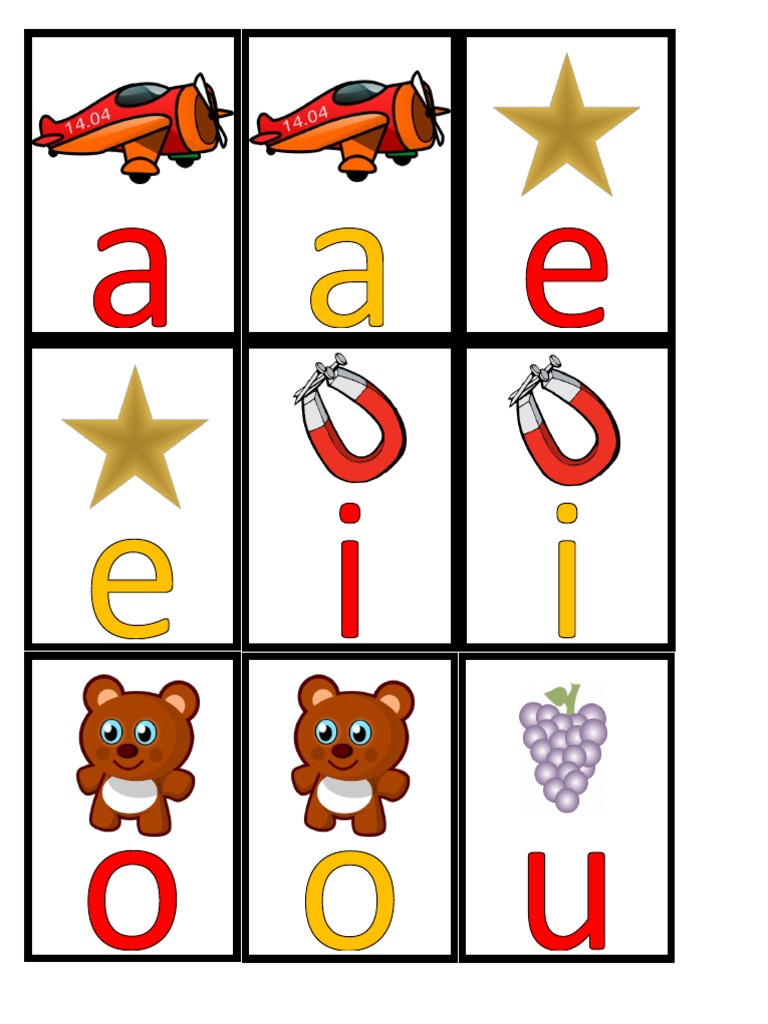 Juego de memoria de vocales imprimible | PDF