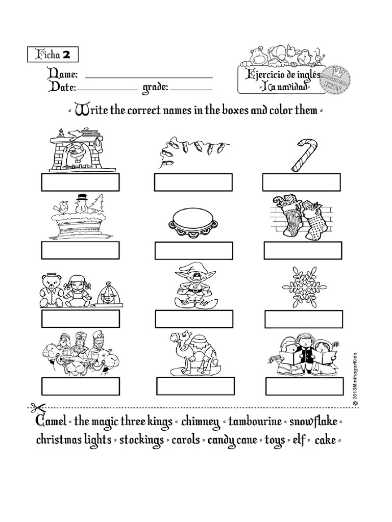 Ficha Ingles Navidad Primaria | PDF