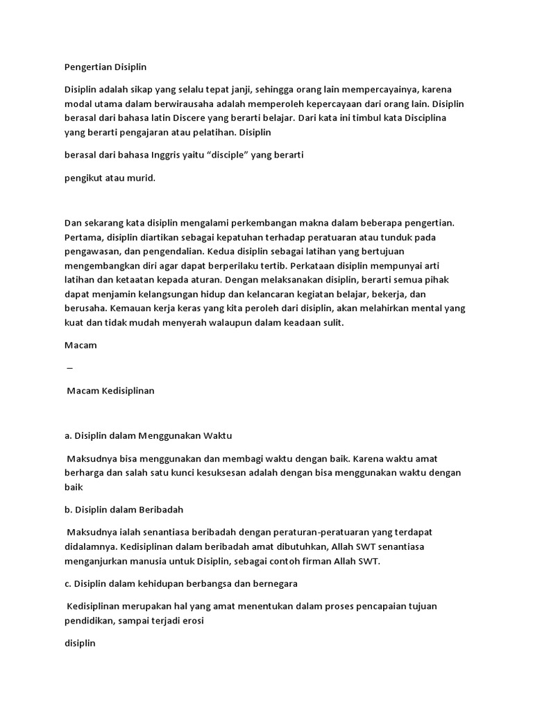 Pengertian Disiplin | PDF