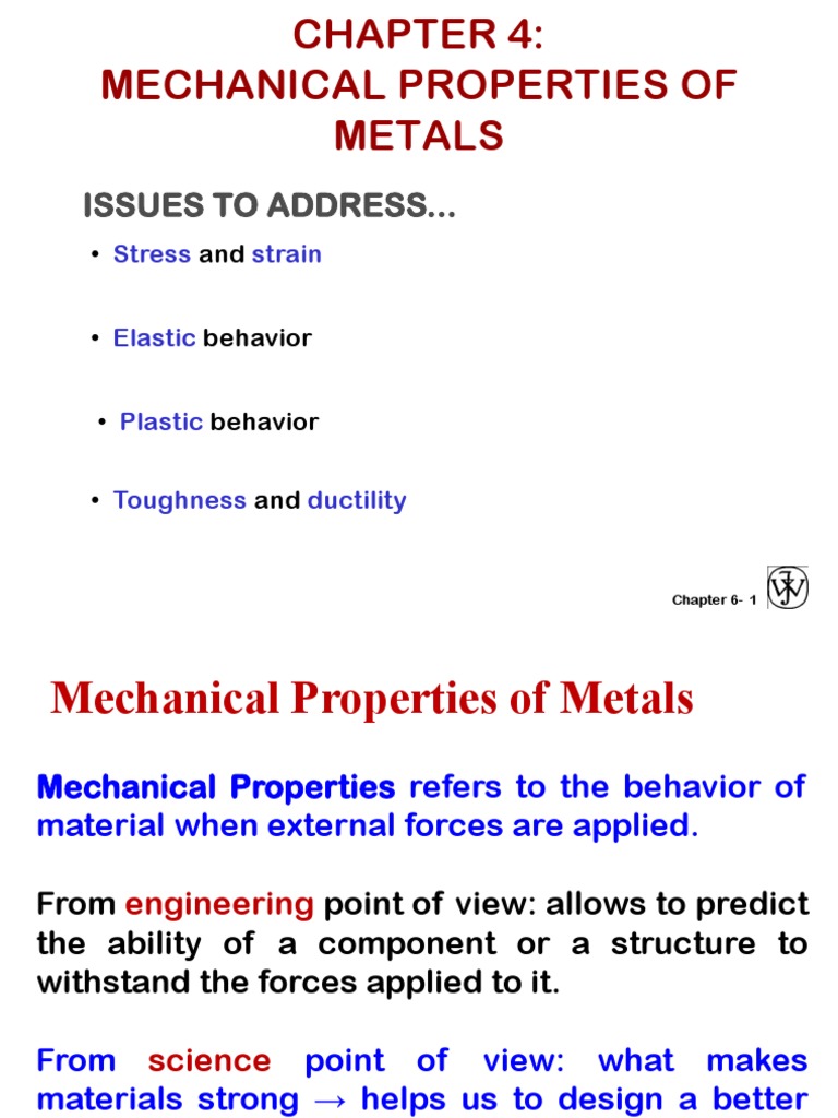 Chapter 4 Mechanical Properties of Metals | PDF | Deformation ...
