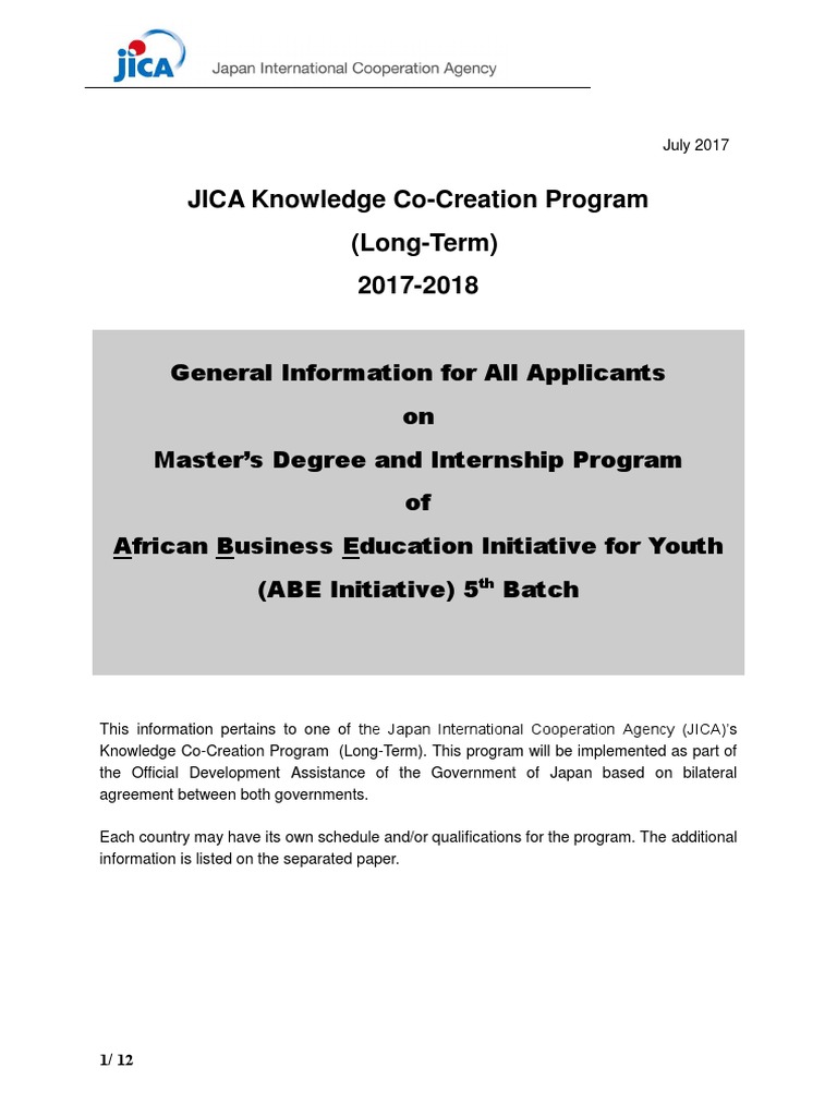 JICA Knowledge Co-Creation Program (Long-Term) 2017-2018 | PDF ...