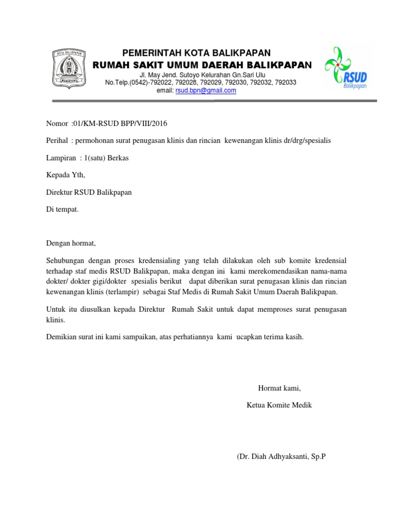 Surat Penugasan Klinis Dr. Driola Dega | PDF